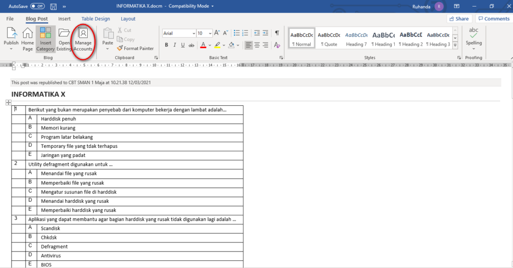 Create Akun dan Publish Soal - Blognyaheru